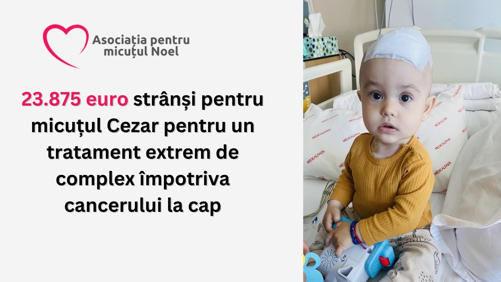 23.875 euro strânși pentru micuțul Cezar pentru un tratament extrem de ...